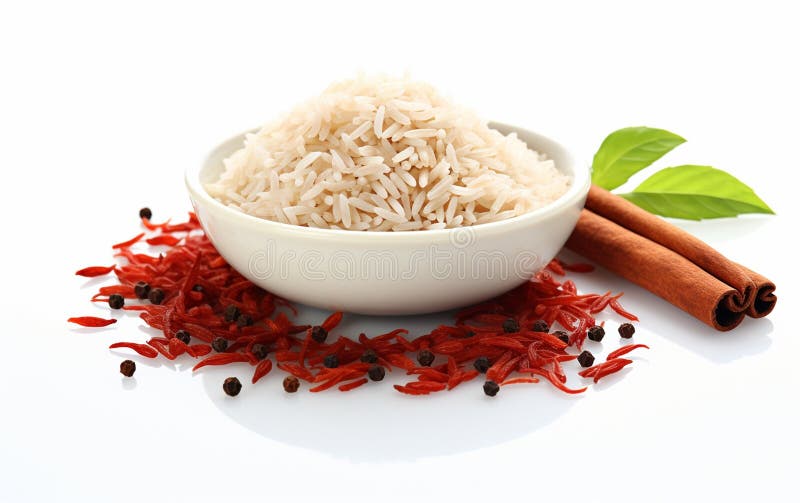 Rice and Spicy Dish on White Background Stock Illustration ...