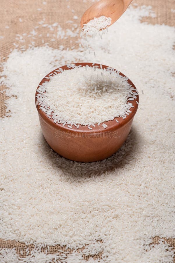Rice in Spoon and Bowl. Jasmine Rice, Thai Rice, White Rice. Stock ...