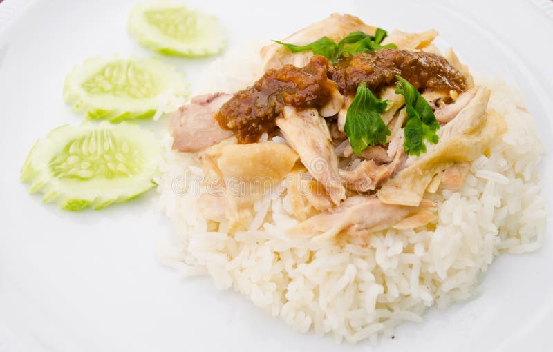 Famous Asian Style Food, Hainan Chicken Rice Stock Image - Image of ...