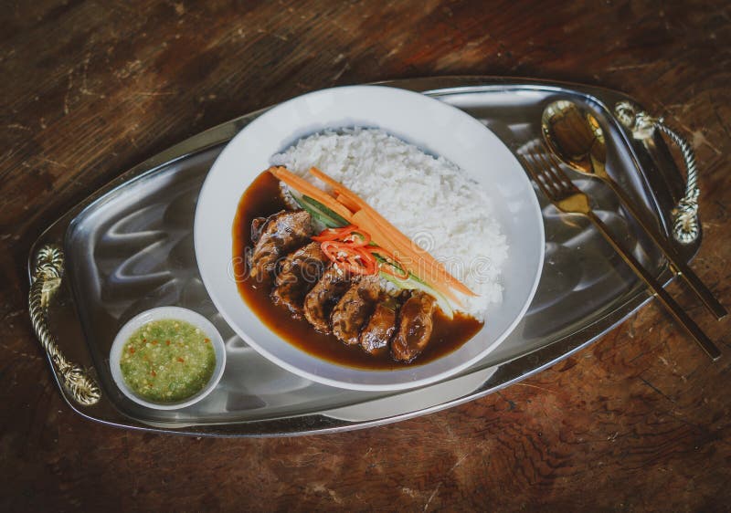 Rice with Stewed Beef stock photo. Image of growth, sauce - 199758936