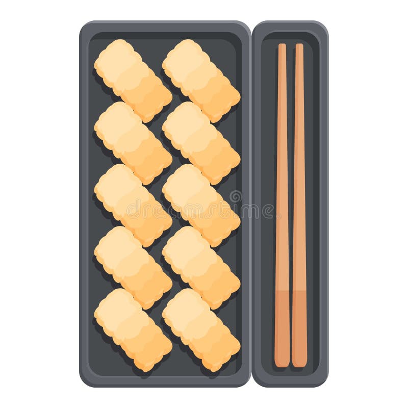 Rice Sushi Set Icon Cartoon Vector. Meal Plastic Menu Stock Vector ...