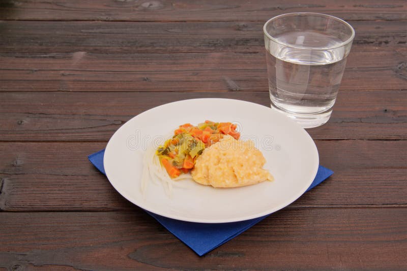 Rice Sweet Potato Mash and Vegetables on a Table Stock Photo - Image of ...