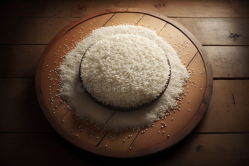Rice on Table Top Down View (AI Generated) Stock Illustration ...