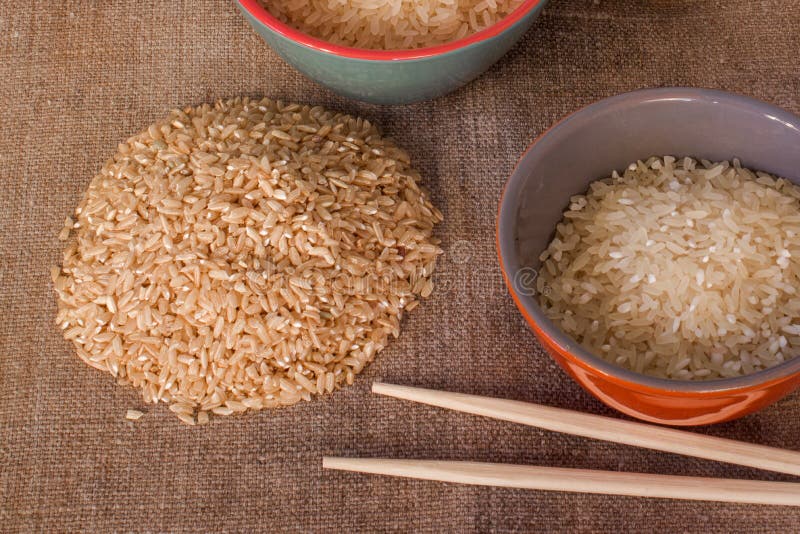 Rice on the Table, Top View. Chinese Sticks and Rice Stock Image ...