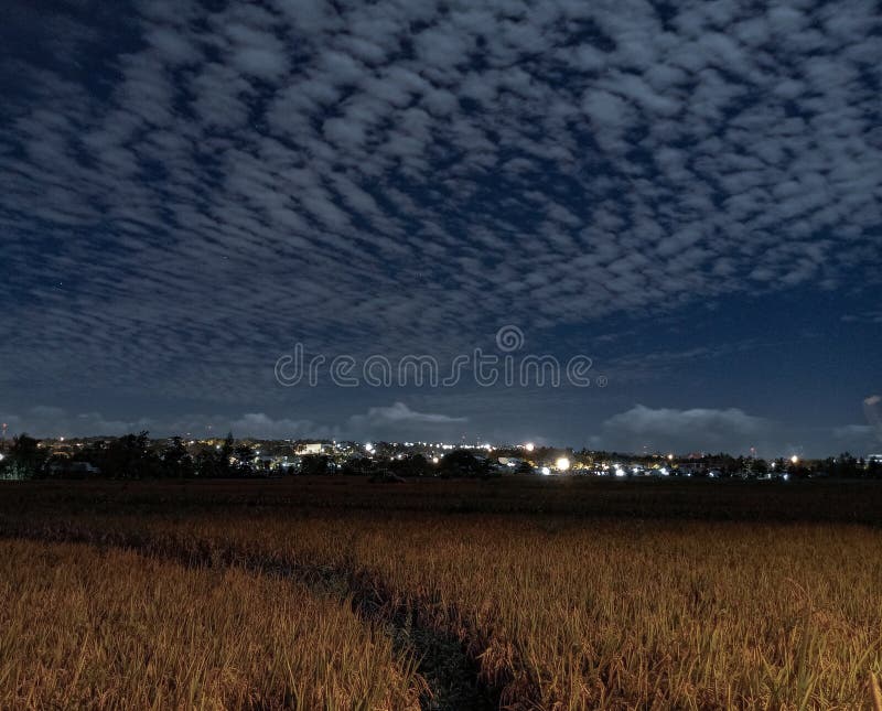 Rice Terrace at Night with Amazing Clouds in Sky Stock Photo - Image of ...