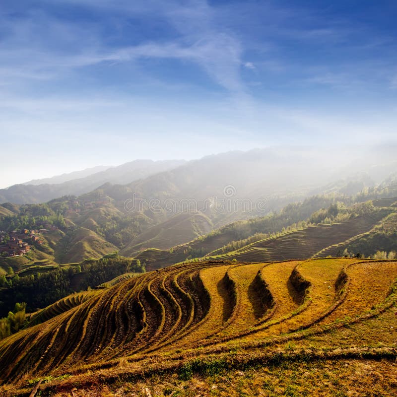 Rice terraces stock photo. Image of mountain, green, china - 31928646