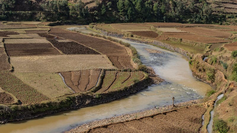 Rice Terraces on the River Bank. the Fields are Divided into Sections ...