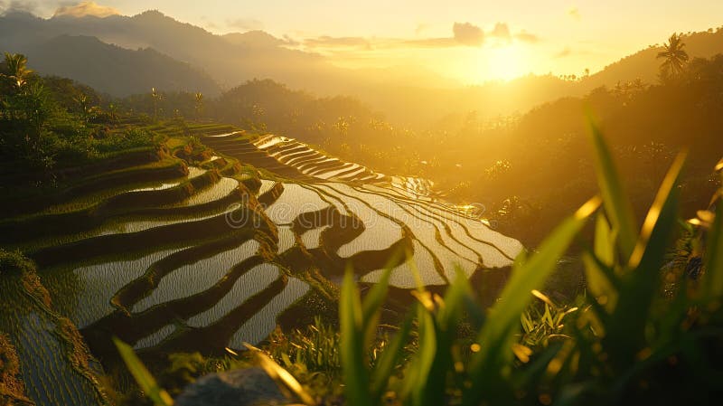 Rice Terraces at Sunrise, Realistic, Cinematic Light, Sharp Focus ...