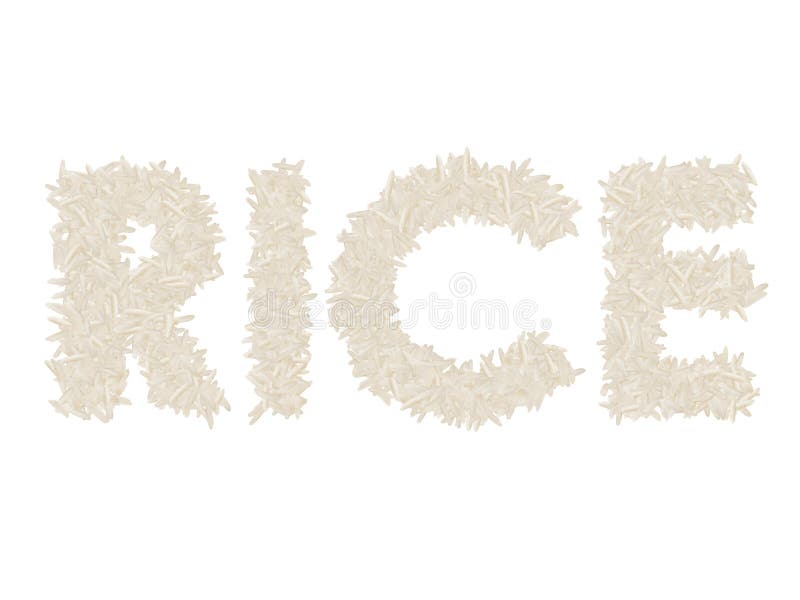 Rice Text or Word Made of Grains, on a White Isolated Background Stock ...