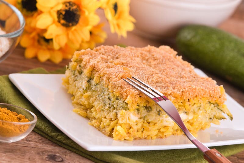 Rice Timbale with Zucchini. Stock Image - Image of fork, dinner: 77202413