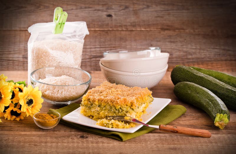 Rice Timbale with Zucchini. Stock Image - Image of gourmet, green: 81157183