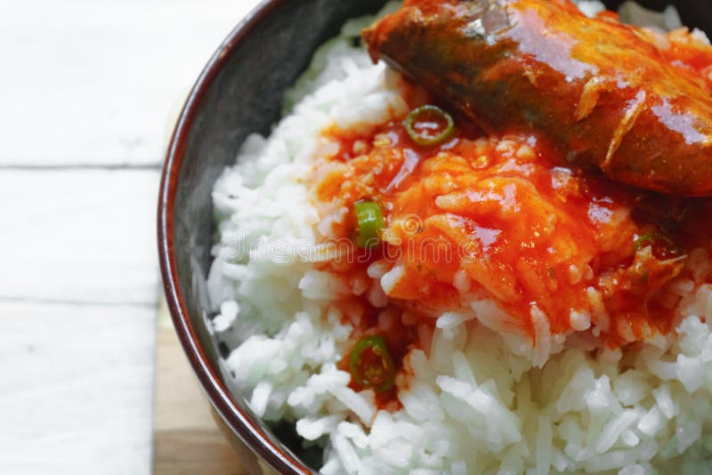 Rice with Tomato Sauce Top View and Empty Space Stock Photo - Image of ...