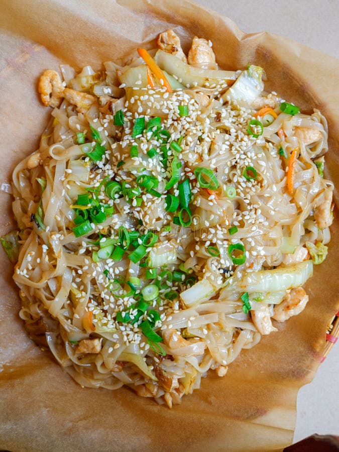 Rice Udon Noodles on a Piece of Parchment Stock Photo - Image of bean ...