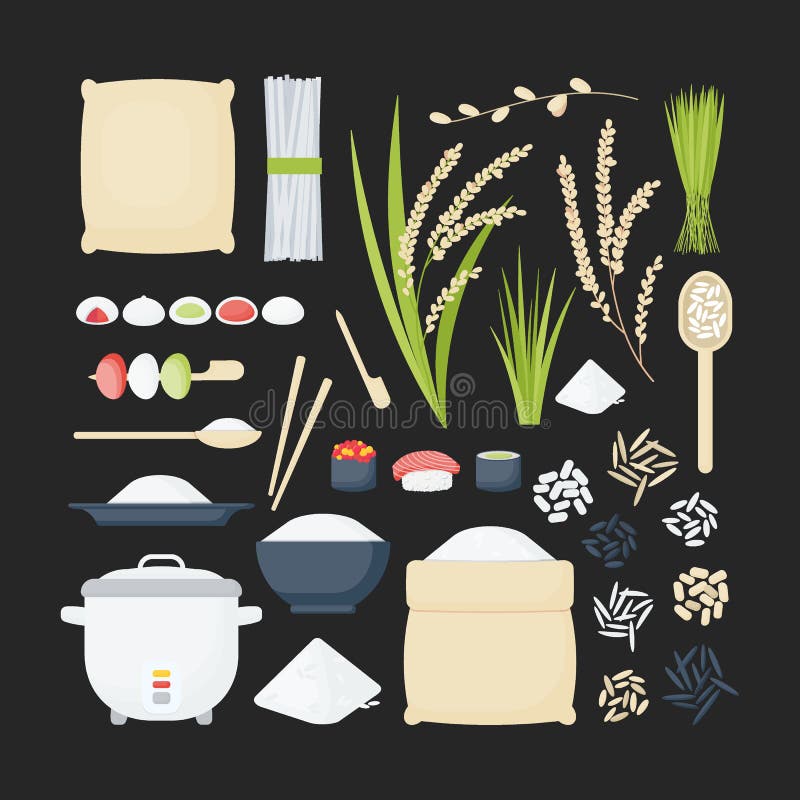 Rice Vector Flat Big Icon Set Stock Illustration - Illustration of ...