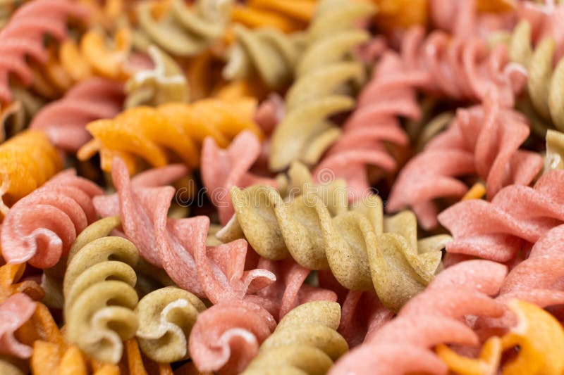 Rice Vegetable Pasta in the Form of Spirals, Top View. Healthy Rice ...