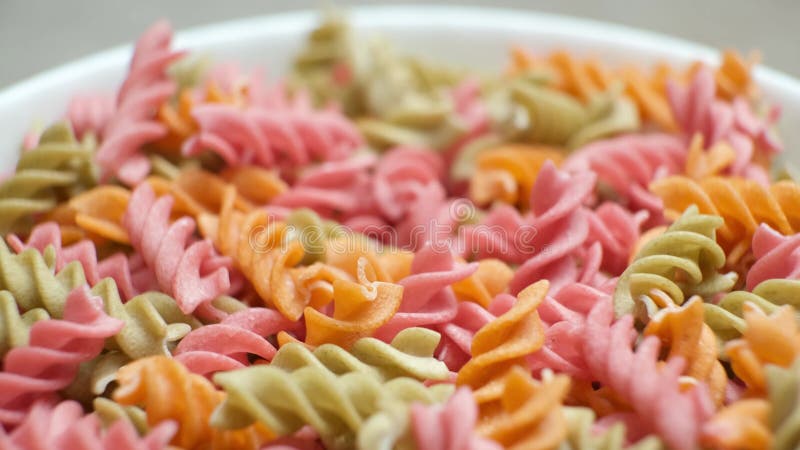 Rice Vegetable Pasta in the Form of Spirals, Top View. Healthy Rice ...
