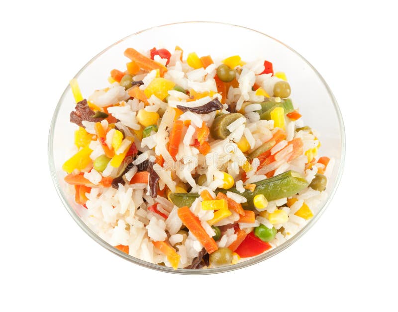 Rice with vegetables stock photo. Image of bowl, isolated - 24090006