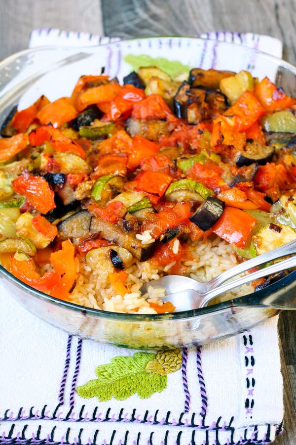 Rice and vegetables bake stock photo. Image of ratatouille - 34652350