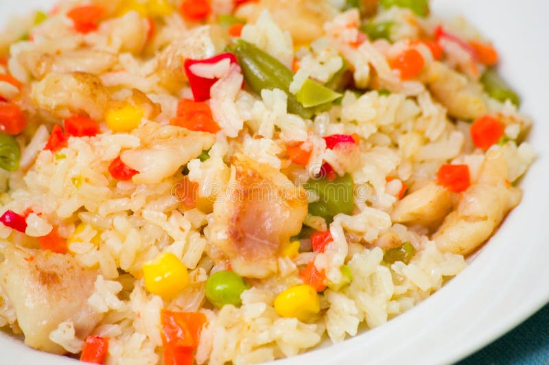 Rice with Vegetables and Fish Stock Image - Image of food, cooked: 29005205