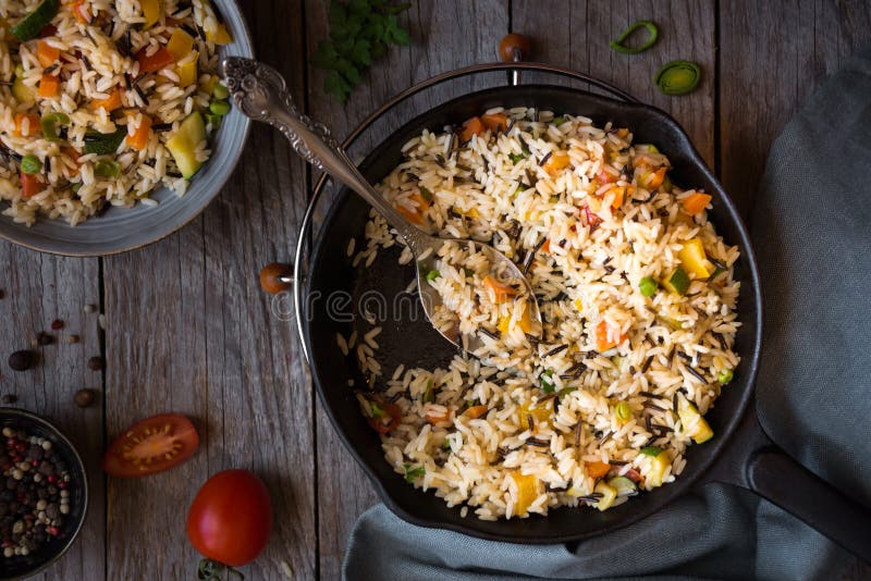 Rice with Mixed Vegetables, Healthy Vegetarian Food Stock Image - Image ...