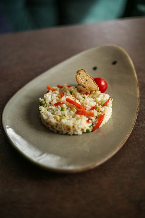 Rice with Vegetables on a Plate Stock Photo - Image of chicken, close ...