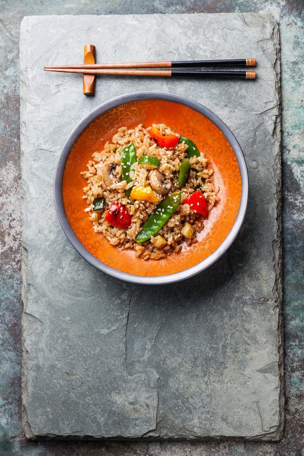 Rice With Vegetables And Meat, Seasoned With Pine Nuts And Spices Stock ...