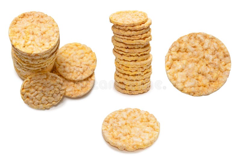 Rice Wafer Isolated on White Background Stock Image - Image of portion ...