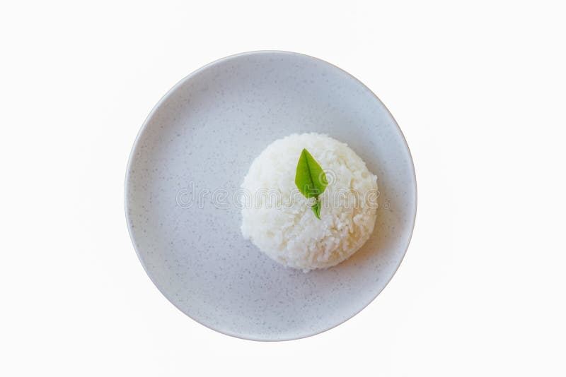 Rice on a White Ceramic Plate with Empty Space for Design Work. Stock ...