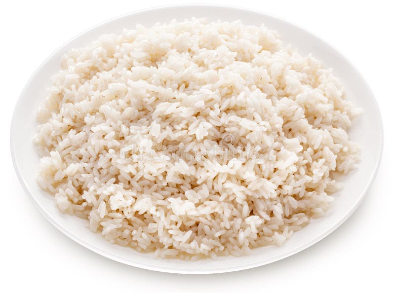 Rice on a white plate. stock image. Image of healthy - 34403453