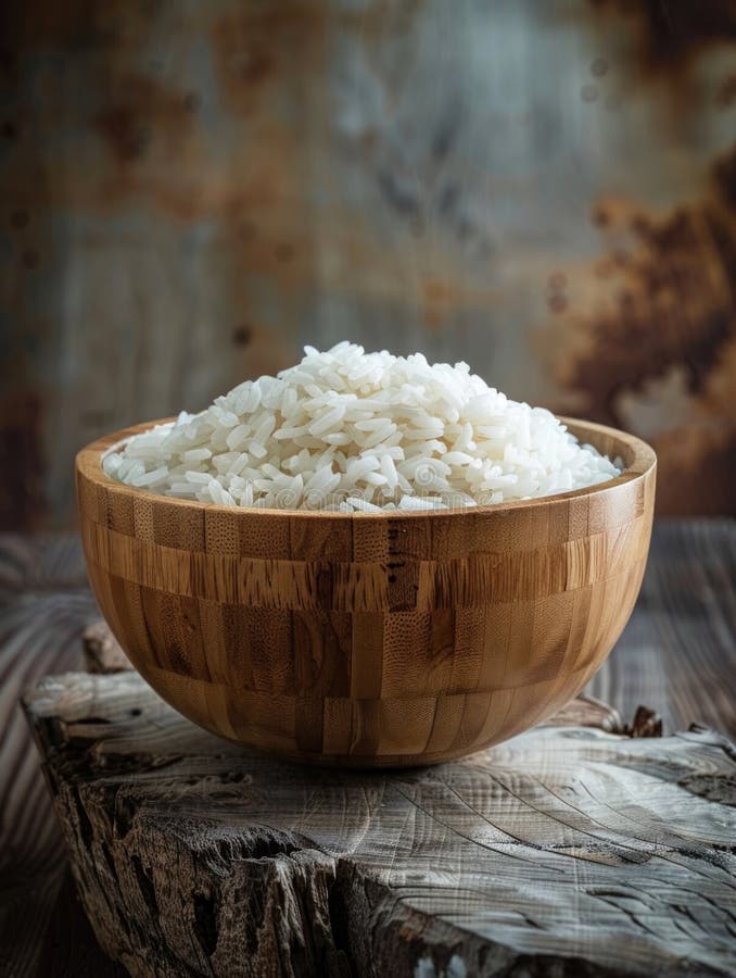 Rice in Wooden Bowl stock image. Image of cooking, cuisine - 366624725
