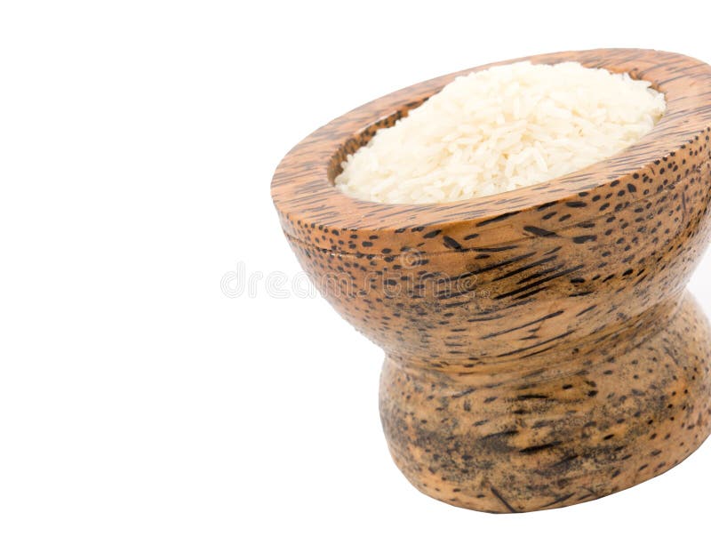 Rice in wooden mortar stock image. Image of aromatherapy - 21550879
