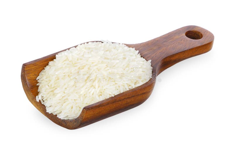 Rice in Wooden Scoop Isolated on Transparent Background Stock Image ...
