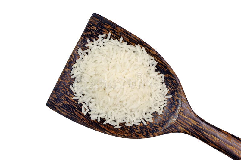 Rice in wooden spoon stock photo. Image of spoon, food - 19817964