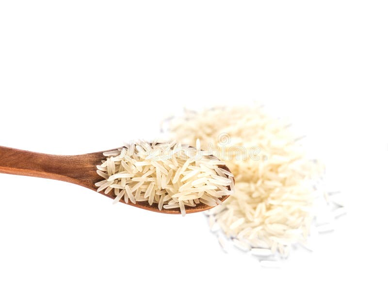 Rice on wooden spoon stock image. Image of chinese, nutrition - 98244069