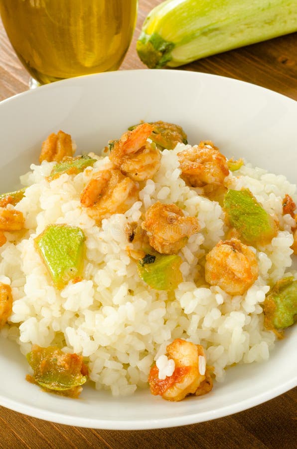 Rice with Zucchini and Shrimps Stock Image - Image of ingredient ...
