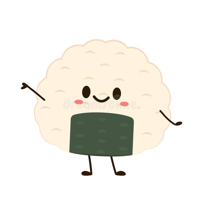 Cute Onigiri Japanese Food Cartoon Character Vector Illustration. Stock ...