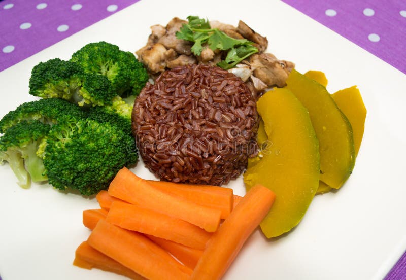 Riceberry with Grilled Breast Chicken Stock Photo - Image of grilled ...