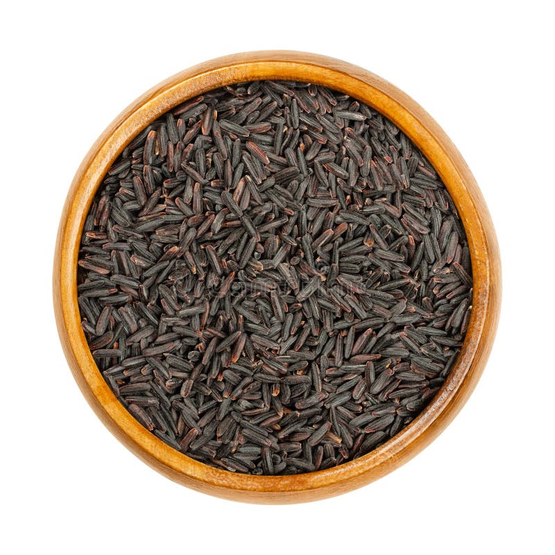 Riceberry, Purple Rice Variety from Thailand, in a Wooden Bowl Stock ...