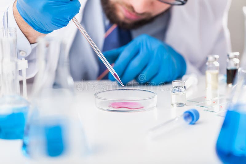 Ricercatore Maschio Che Conduce Una Ricerca Scientifica Immagine Stock ...