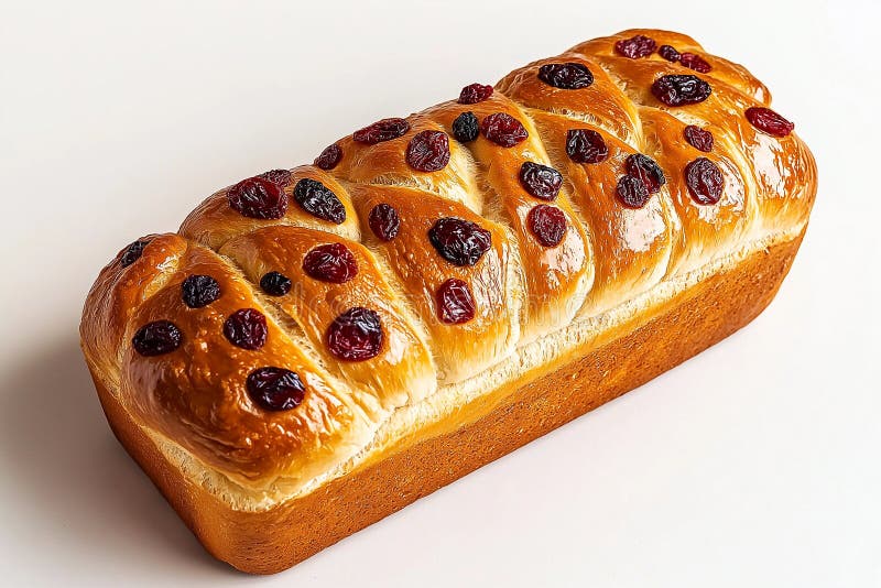 Rich, Airy Rectangular Bread Topped with Dried Fruits, Showcasing ...