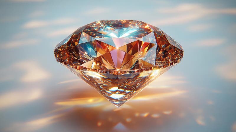 Rich Amber Toned Diamond on a Sunlit Background Stock Illustration ...