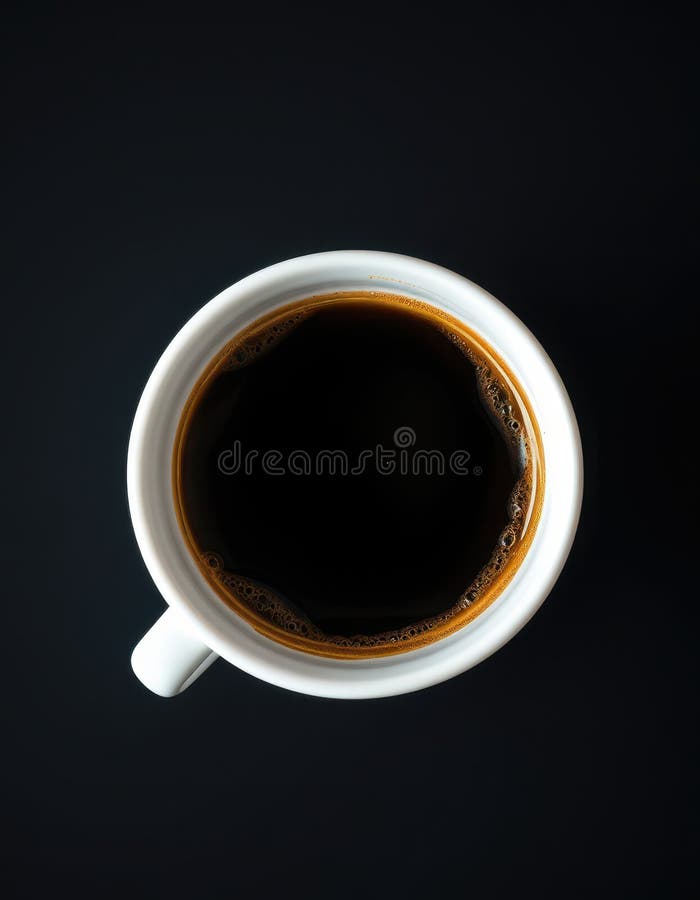 Rich Black Coffee in a White Ceramic Mug on a Dark Background ...