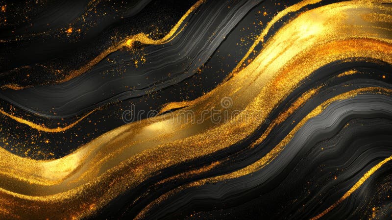 Rich Black and Gold Marble Pattern with Shimmering Metallic Details ...