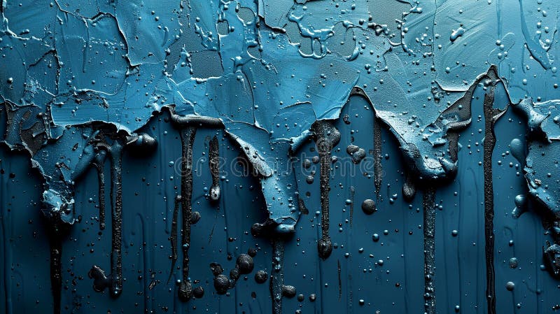 Rich Blue Paint Drips Create an Artistic Texture on the Canvas at ...