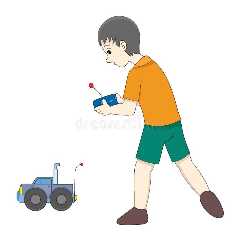 Boy Playing with a Remote-controlled Car Stock Vector - Illustration of ...