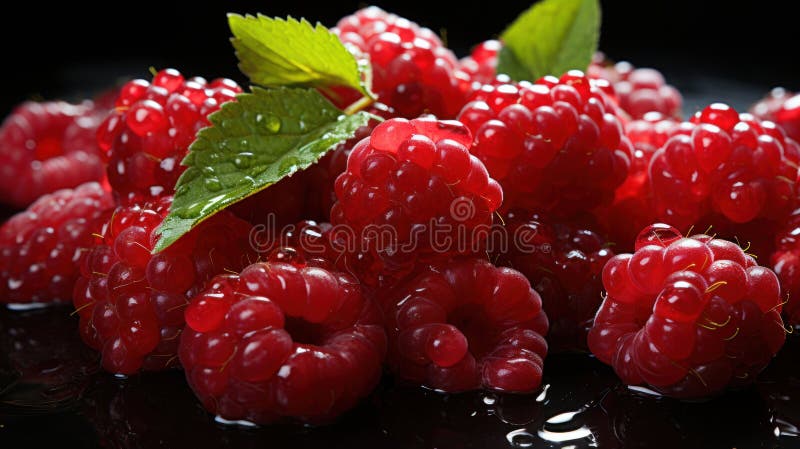 Rich Bright Fresh Juicy Raspberries. Stock Illustration - Illustration ...
