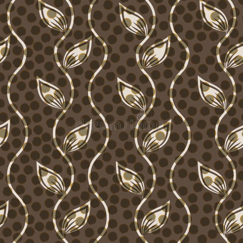 Rich Brown Berry and Leaf Seamless Vector Background Pattern. Vertical ...
