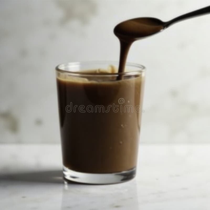 Rich Brown Chocolate Liquid Poured into a Glass, Dessert, Warm Stock ...