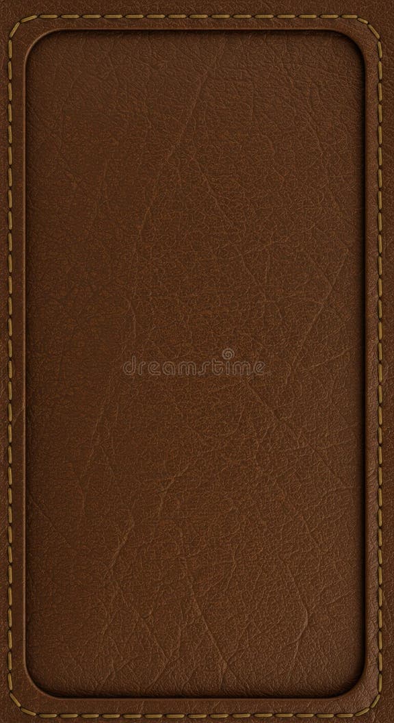 Rich Brown Leather with a Stitched Rectangular Border, Empty Center ...