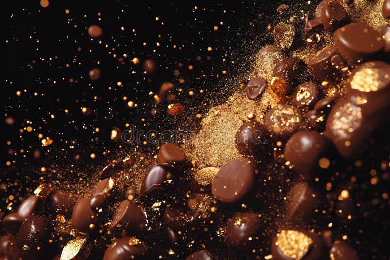 Rich Chocolate Drops Collide in an Abstract Display, Sending Golden ...
